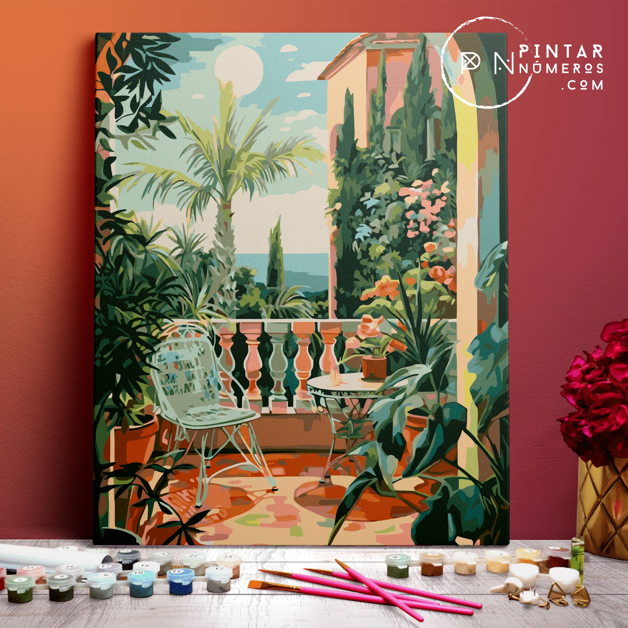 Terraza frondosa - Pintar Números® – Pintar Números®